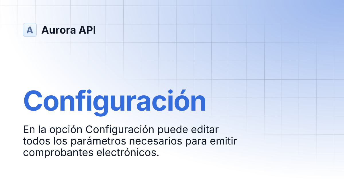 Configuración | Aurora API